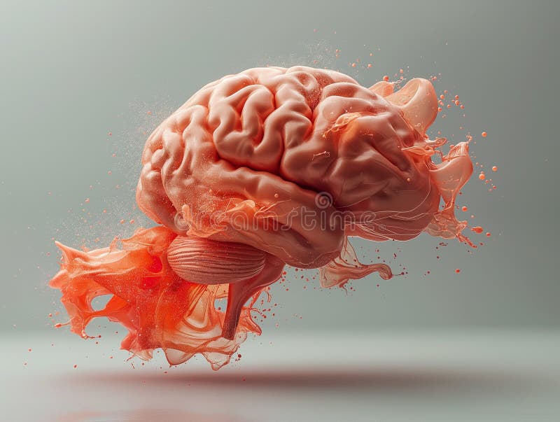 Human Brain on a Gray Background, Concept with Brain Exploding Ideas ...