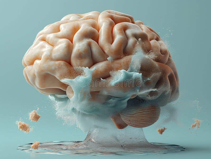 Human Brain on a Gray Background, Concept with Brain Exploding Ideas ...