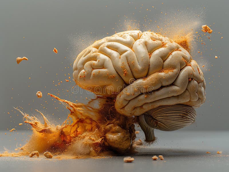 Human Brain on a Gray Background, Concept with Brain Exploding Ideas ...