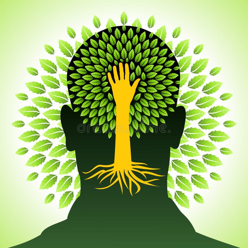 Human Brain, Green Thoughts Stock Vector - Illustration of brain, head ...