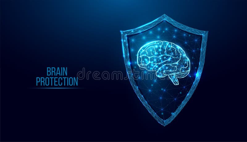 Human Brain in Guard Shield. Stock Vector - Illustration of banner ...