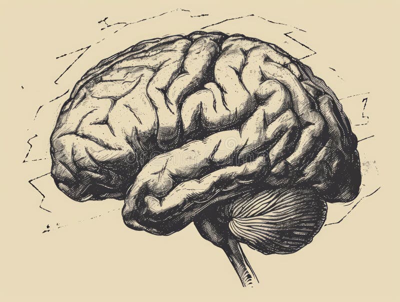 Human Brain. Hand Drawn Illustration of Human Brain Stock Illustration ...