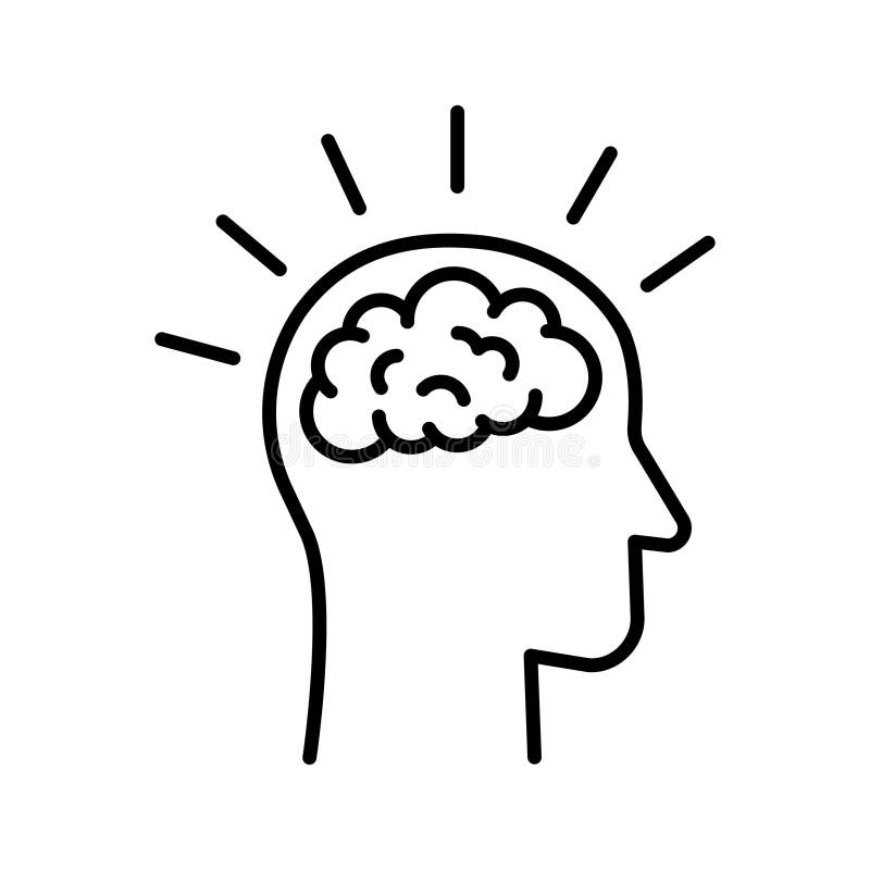 Human Brain in Head Icon. Brain Activity Concept Stock Vector ...