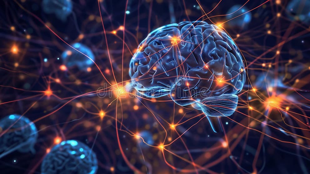 Human Brain with Highlighted Neuron Activity Symbolizing Epilepsy Stock ...