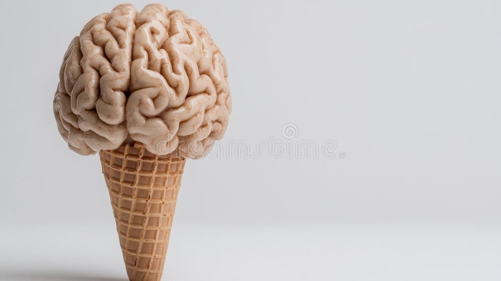 Human Brain in Ice Cream Cone Stock Illustration - Illustration of ...