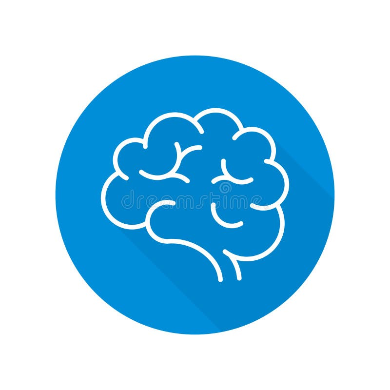 Human Brain Icon on Blue Circle, Vector Isolated Illustration Stock ...