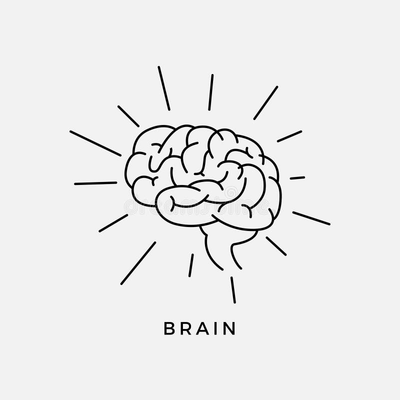 Human Brain Icon with Editable Stroke Outline Stock Vector ...
