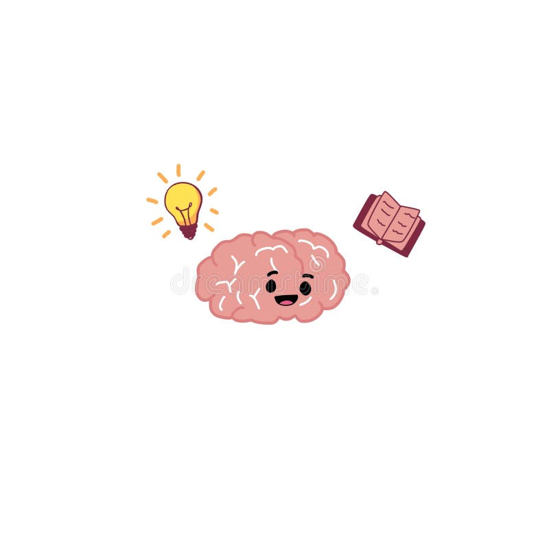 Human Brain Icon. Illustration of a Smiling Brain Gaining Knowledge ...