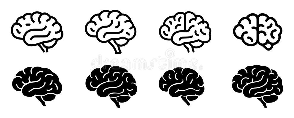 Human Brain Icon Set. Thinking, Mind Refresh, Brain Health, Creative ...