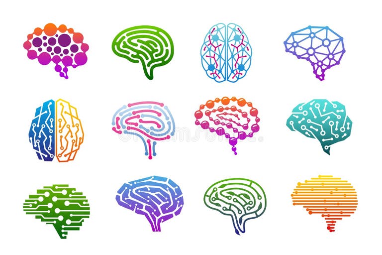 Human Brain Icons, Mind and Creative Idea Concept Stock Illustration ...