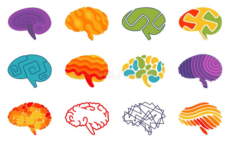 Human Brain Icons Set. Creation and Idea Concept Element Stock Vector ...