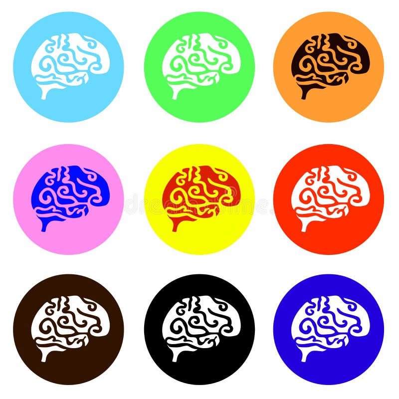 Human Brain Icons Set - Intelligence, Creativity Concept Stock ...
