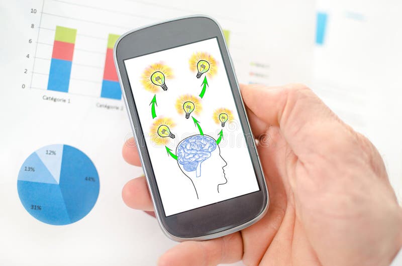 Human Brain Ideas Concept on a Smartphone Stock Image - Image of think ...