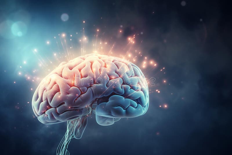 Human Brain, Illuminated by a Bright Light Source from Above, AI ...