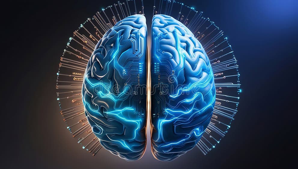 Human Brain Illuminated by Glowing Circuits, Representing the Future of ...