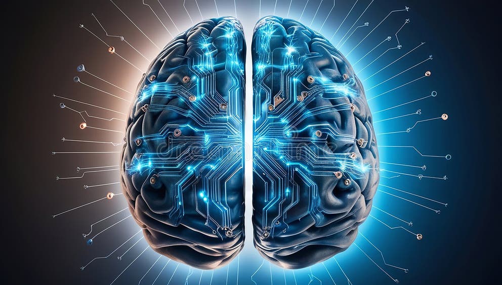 Human Brain Illuminated by Glowing Circuits, Representing the Future of ...