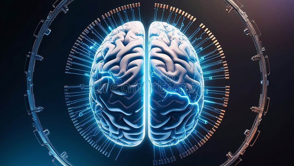 Human Brain Illuminated by Glowing Circuits, Representing the Future of ...