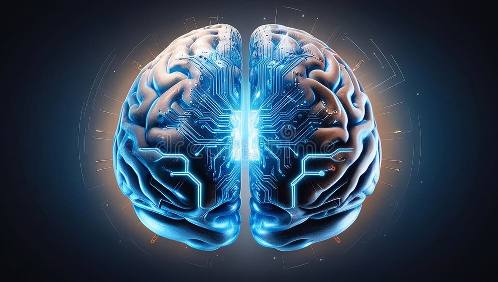 Human Brain Illuminated by Glowing Circuits, Representing the Future of ...