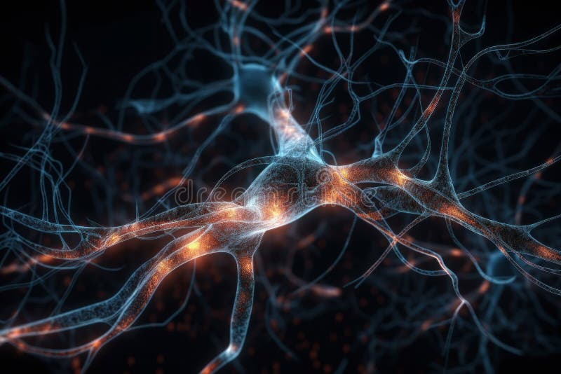 The Human Brain is Illustrated with Active Nerve Cells Stock ...