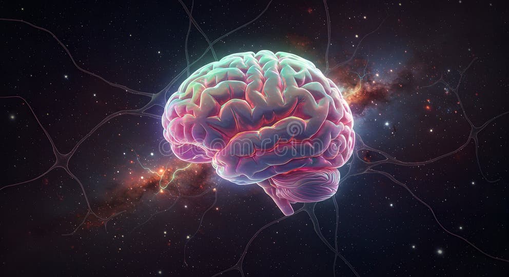 Human Brain Illustration in Deep Space for Cognitive Science Imagery ...