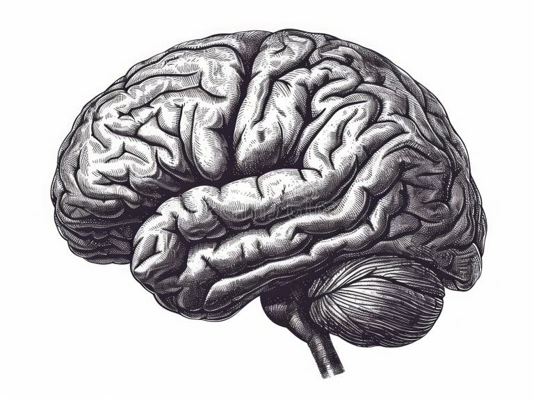 Human Brain. Illustration of Human Brain. Hand Drawn Human Brain Stock ...
