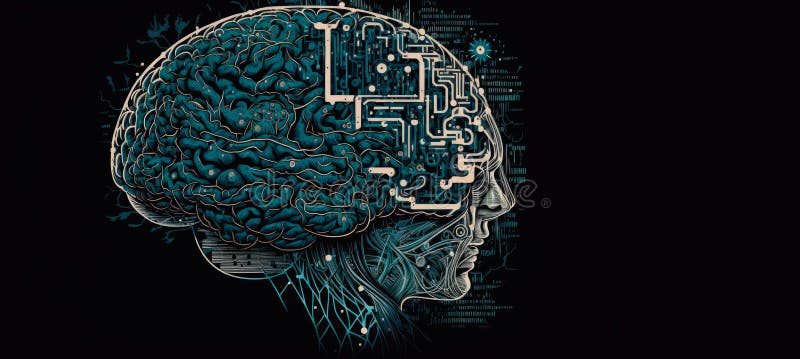 Human brain illustration stock illustration. Illustration of black ...