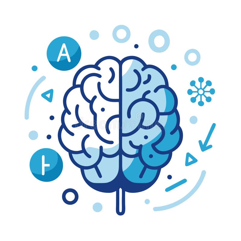 Human Brain Illustration Showing Left and Right Hemispheres with ...