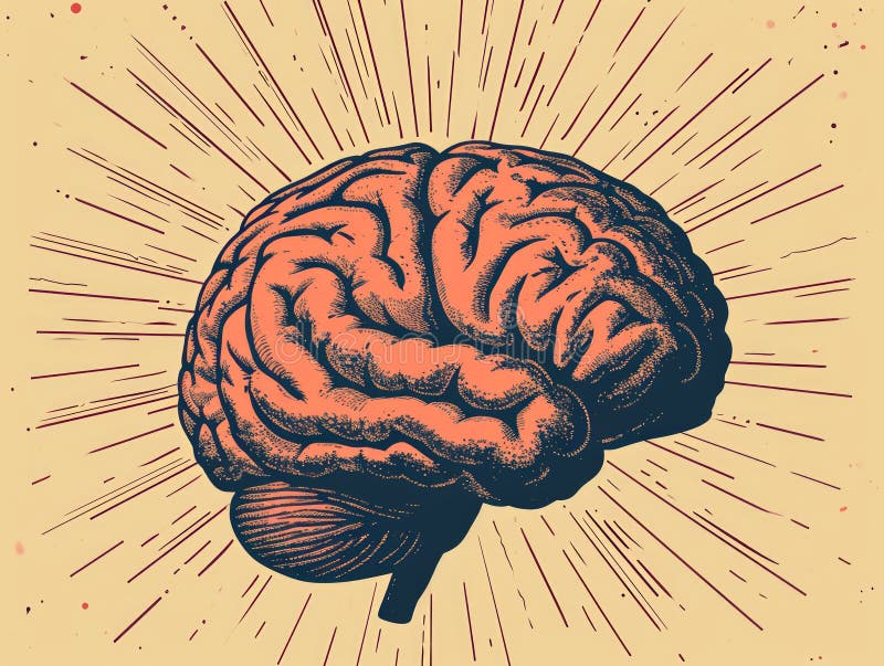 Human Brain. Illustration in Vintage Style. Hand Drawn Image Stock ...