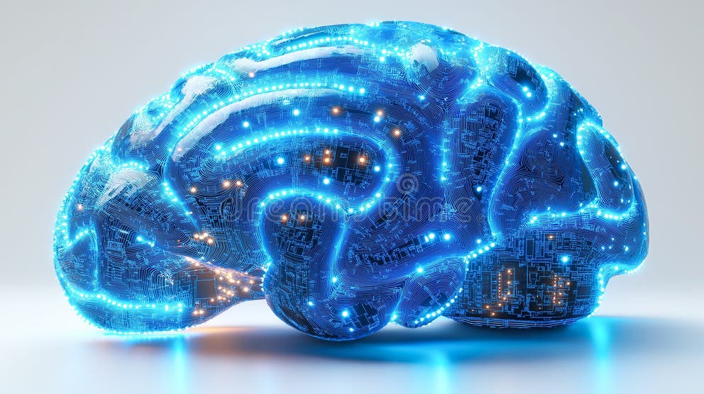 Human Brain with Implanted Microchips and Circuits Stock Photo - Image ...