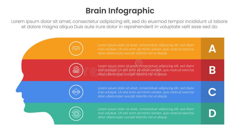 Human Brain Infographic Template Banner with Creative Long Human Head ...
