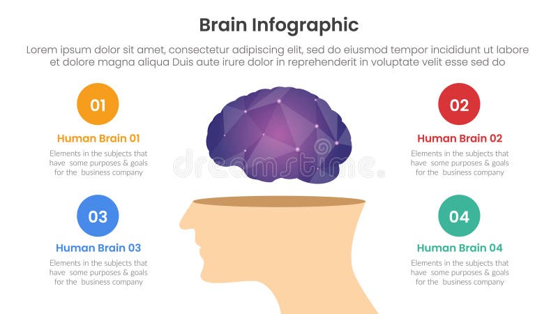 Human Brain Infographic Template Banner with Human Head Brain with ...