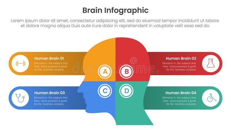 Human Brain Infographic Template Banner with Human Header Center and ...