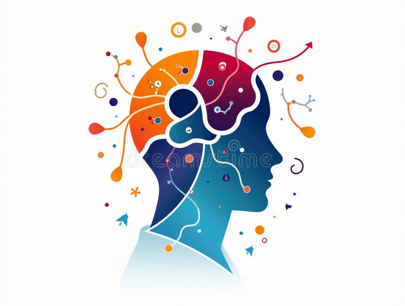 Human Brain Innovative Concept Idea with Technological Icons Stock ...