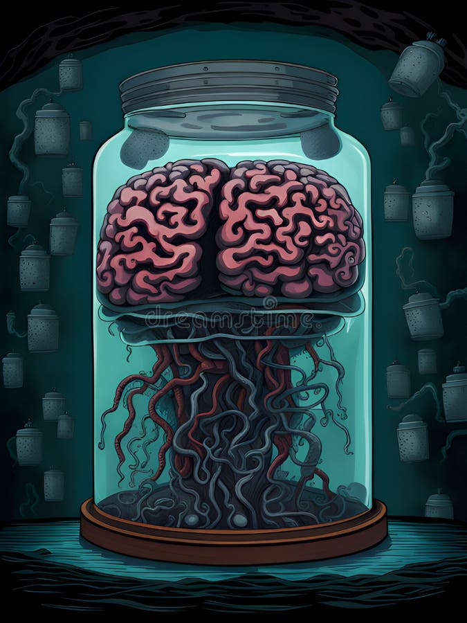 Human Brain Inside a Bottle with a Jar of Water, Ai Generated Stock ...