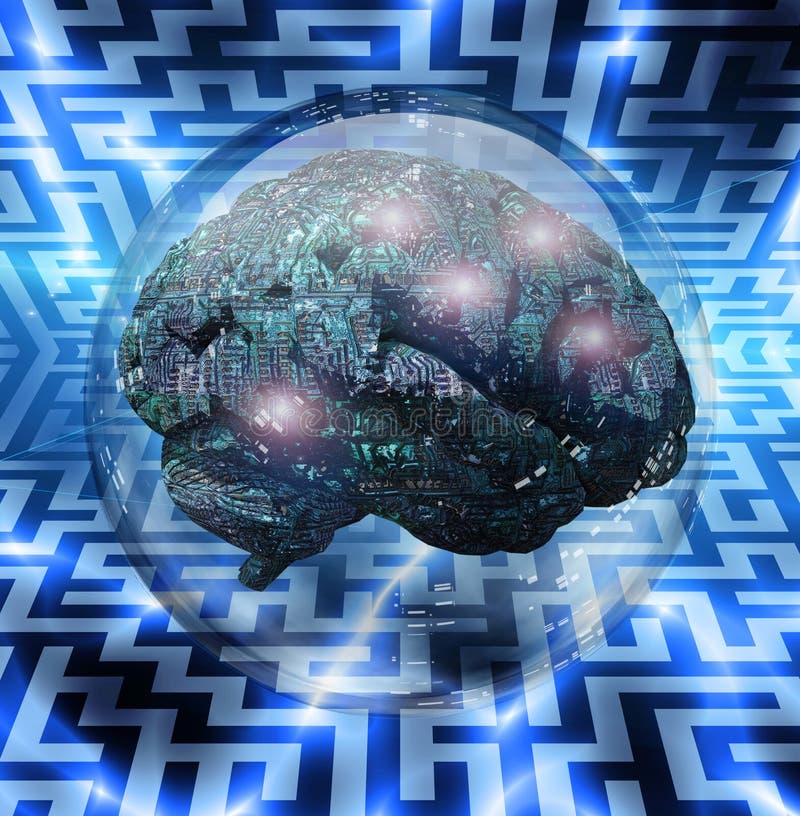 Human Brain Inside Crystal Sphere Stock Illustration - Illustration of ...