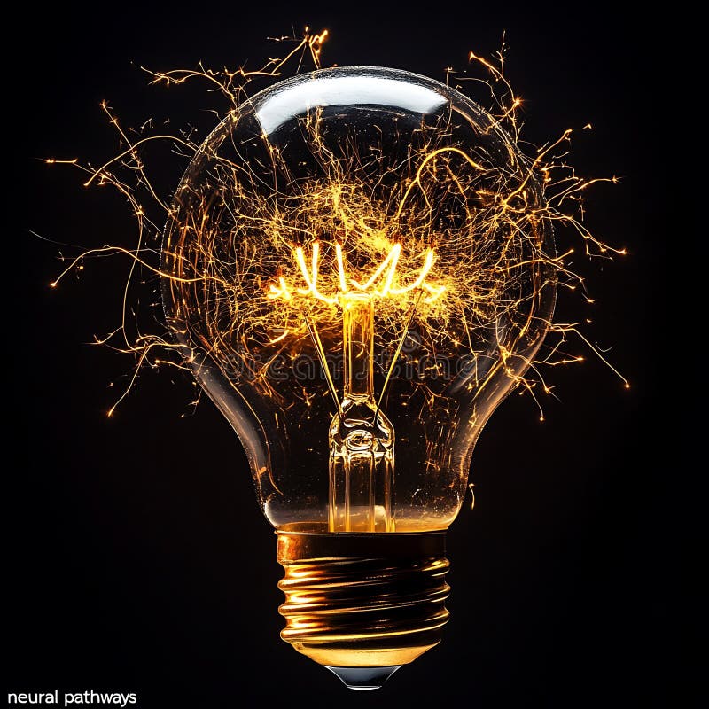 Human Brain Inside Light Bulb, Illustration.Hot Light Bulb Brain.Bright ...