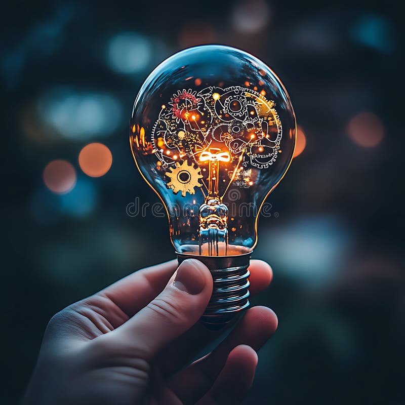 Human Brain Inside Light Bulb, Illustration.Hot Light Bulb Brain.Bright ...