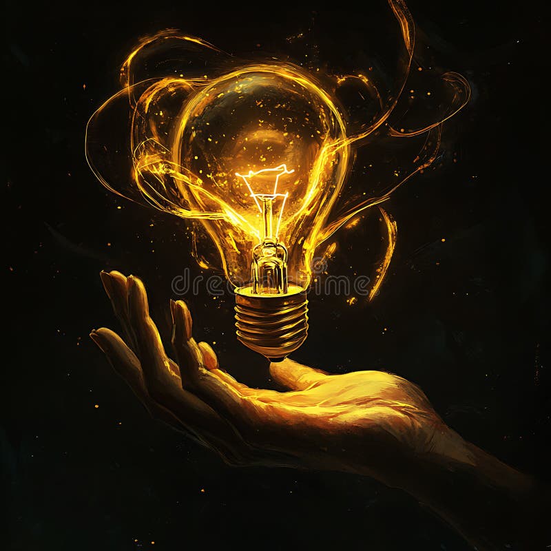 Human Brain Inside Light Bulb, Illustration.Hot Light Bulb Brain.Bright ...