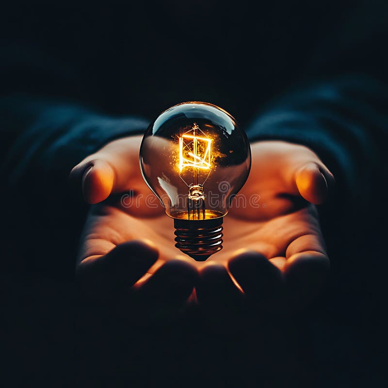 Human Brain Inside Light Bulb, Illustration.Hot Light Bulb Brain.Bright ...