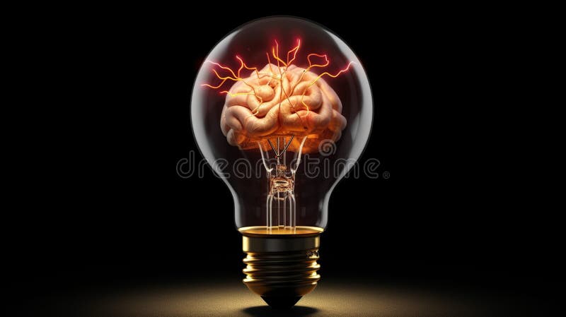 Human Brain Inside a Light Bulb Stock Illustration - Illustration of ...