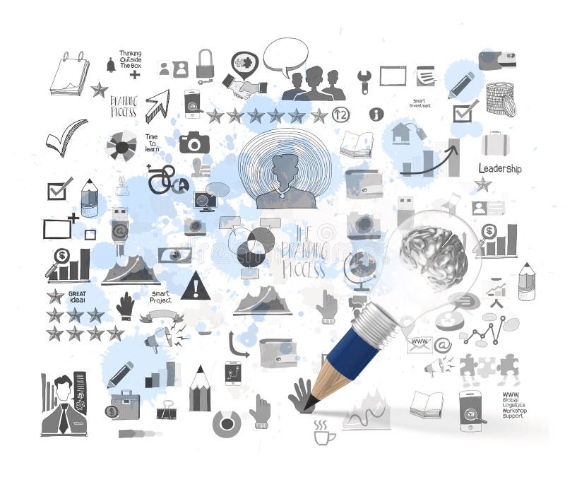 Human Brain Inside Pencil Light Bulb Stock Illustration - Illustration ...