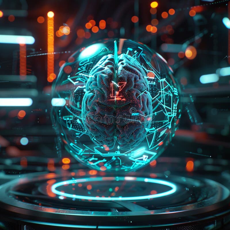 Human Brain Inside the Transparent Sphere with Futuristic Theme. Stock ...