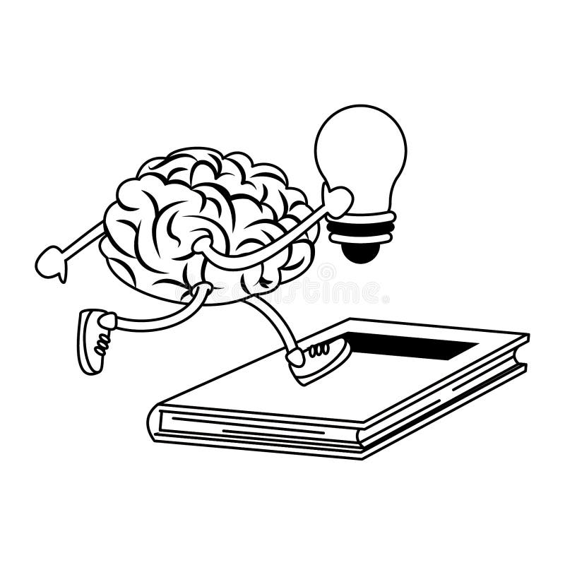 Human Brain Intelligence and Creativity Cartoons in Black and White ...