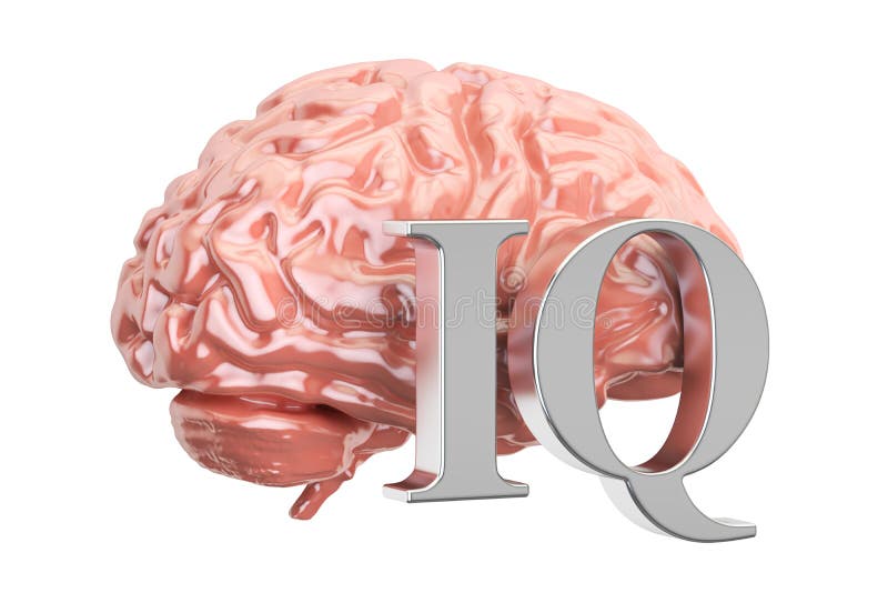 Human brain and IQ text stock illustration. Illustration of genius ...