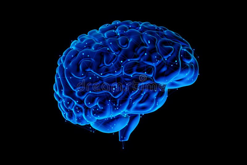 Human Brain Isolated on Black Background - Futuristic Concept of ...