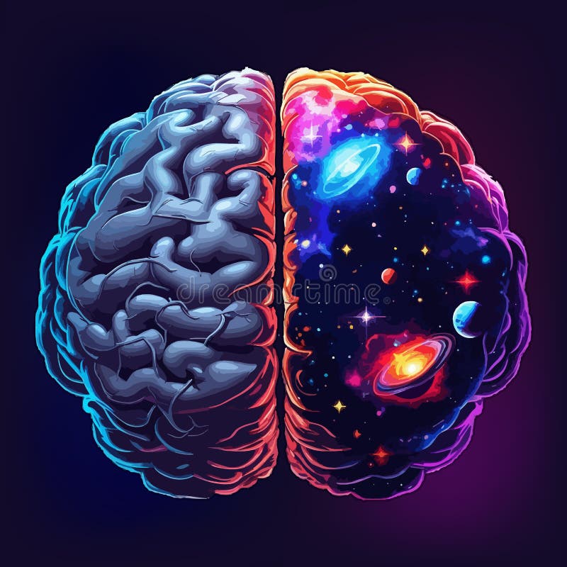 The Human Brain Isolated on Dark Background. Concept a Uniqueness Stock ...