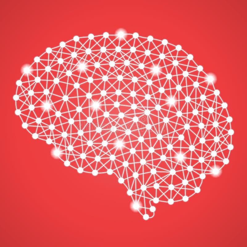 Human Brain Isolated on a Red Background. Vector Illustration Stock ...