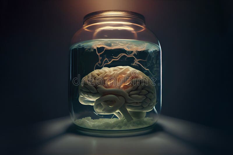 Human Brain in a Jar Full of Liquid. Stock Illustration - Illustration ...