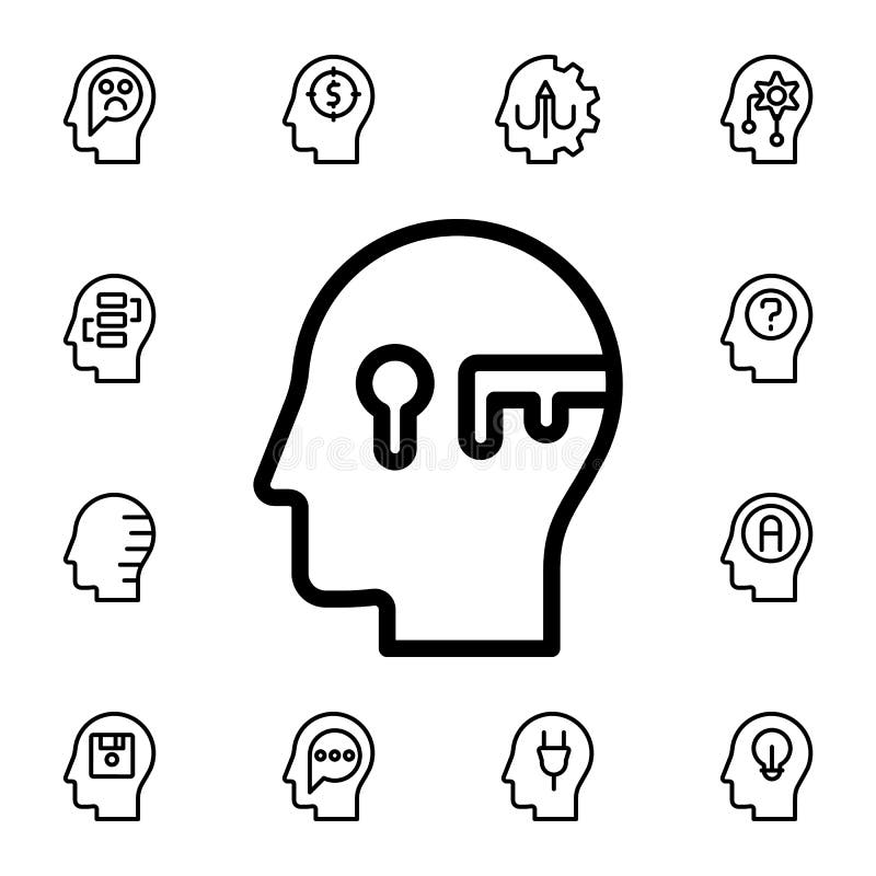 Human, Brain, Key, Success Flat Vector Icon in Mind Process Pack Stock ...