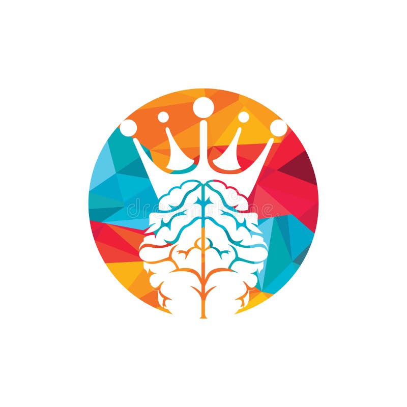 Smart King Vector Logo Design. Human Brain with Crown Icon Design ...